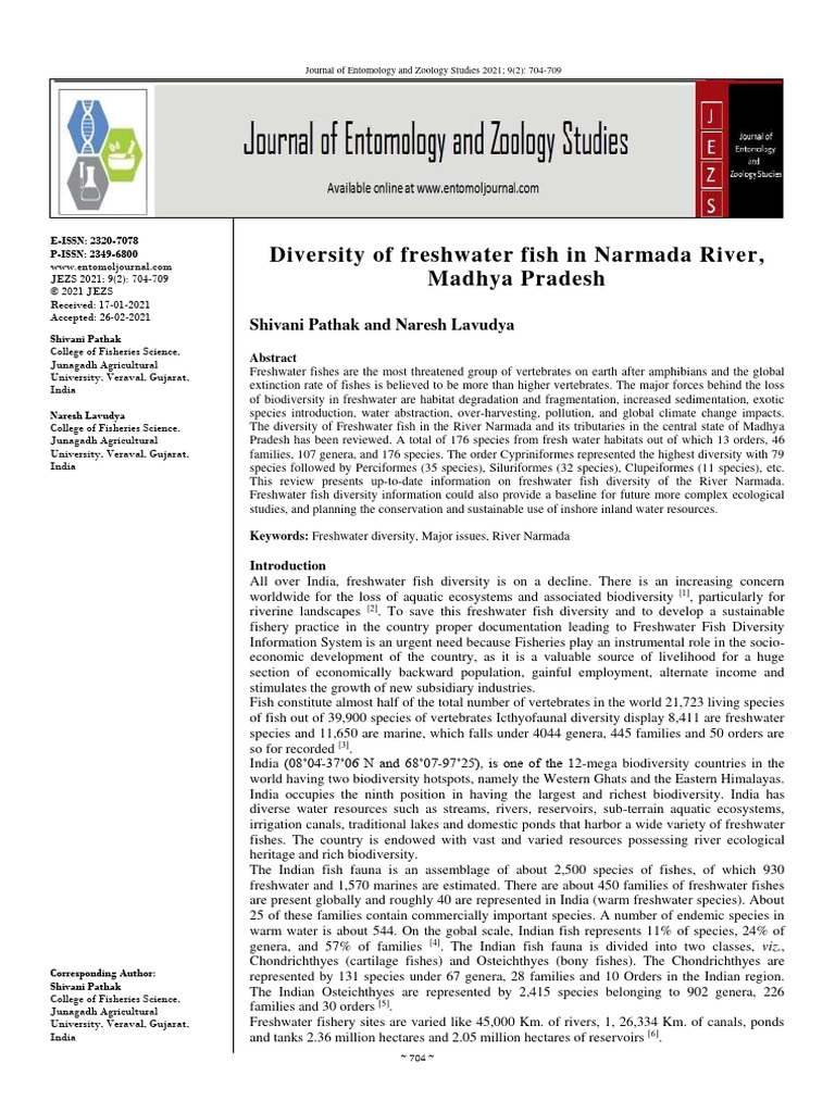 Freshwater Fish Diversity in Narmada River | PDF | Biodiversity ...