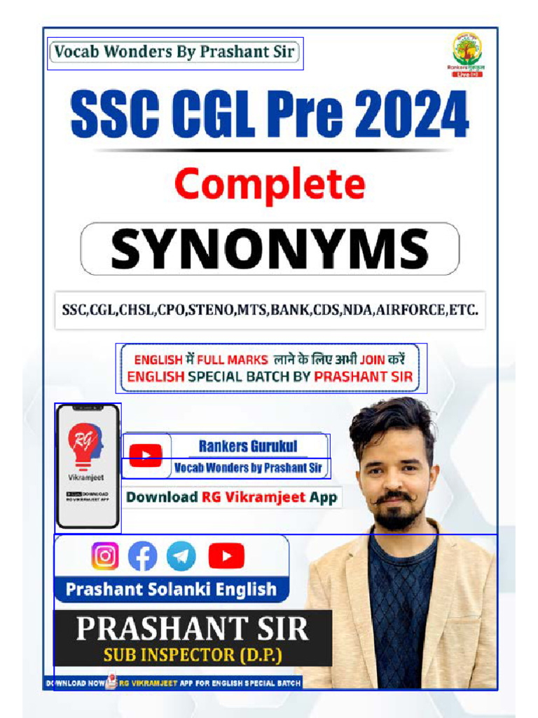 SSC CGL PRE 2024 Complete Synonyms | PDF | Psychology | Psychological ...