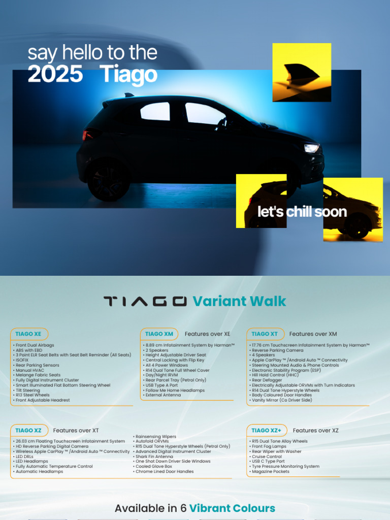 Tata Tiago 2025 Brochure PDF Download | PDF | Car | Front Wheel Drive ...