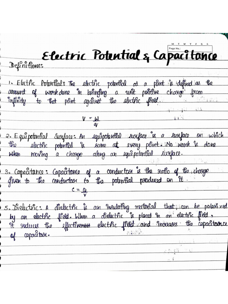 Electric Potential and Capacitance | PDF
