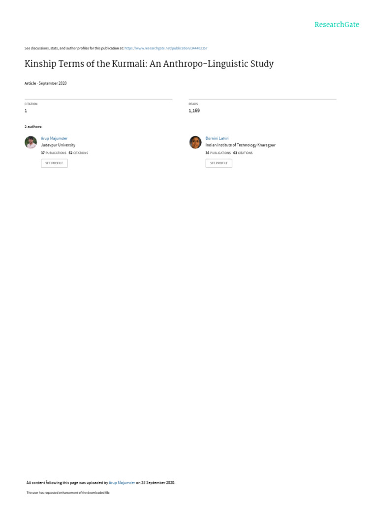 Kinship Terms in Kurmali Language | PDF | Kinship And Descent | Human ...
