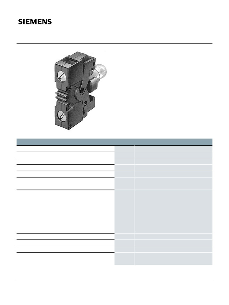 Product Data Sheet 3SB3400-1G | PDF | Switch | Voltage