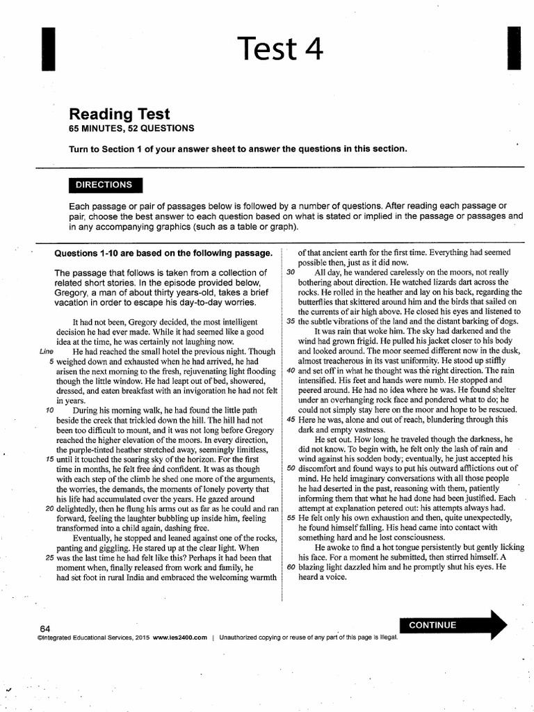 Ies Reading 연습 Test 4 | PDF