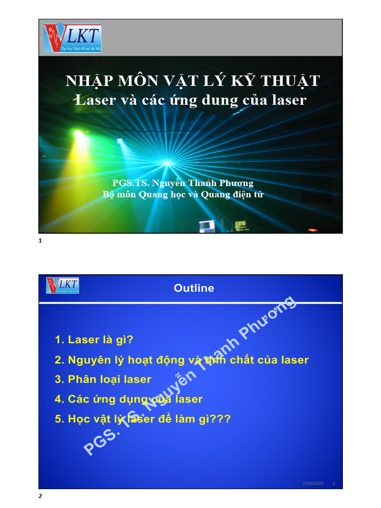 Nhap Mon VLKT - Laser Và NG D NG - 20241 | PDF