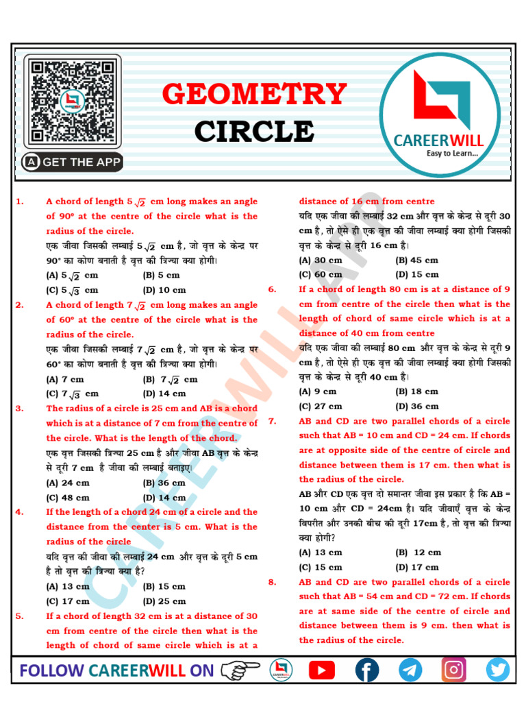 Geometry Circle Sheet_270545_crwill | PDF | Circle | Euclidean Plane ...