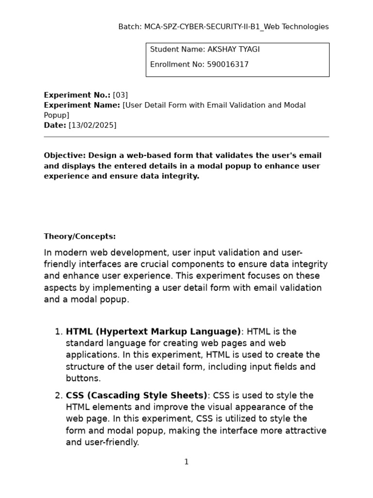 Webtech Akshay 16137mailvalidatoin | PDF | Html | World Wide Web
