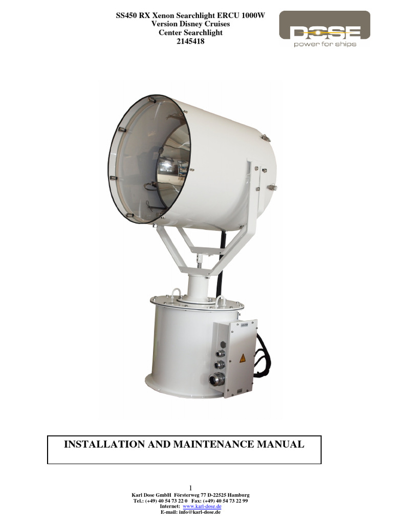 SS450 RX Xenon Searchlight Manual | PDF | Power Supply | Fuse (Electrical)