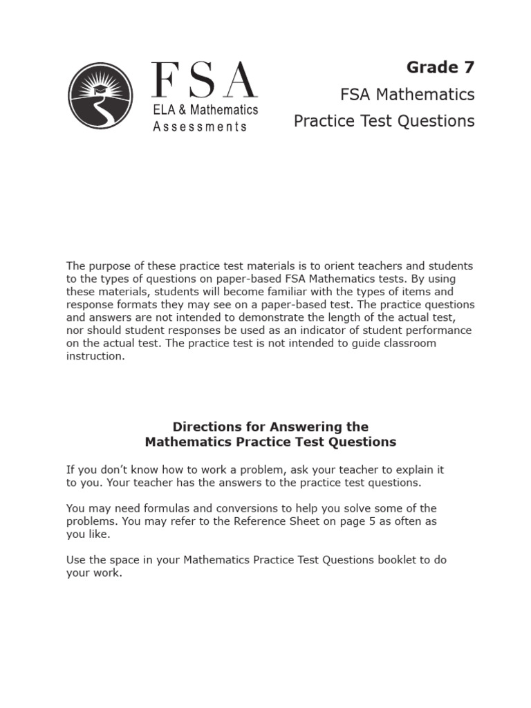 FSA - 2020 - 7M - Practice-Test 7 | PDF
