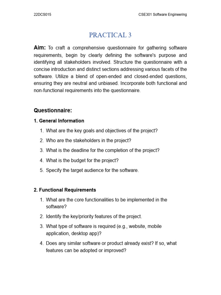 Software Engineering Case Study | PDF | Software | Questionnaire