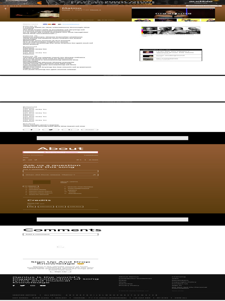 Mook - Malmo Lyrics Genius Lyrics | PDF | Taylor Swift | American Pop Songs