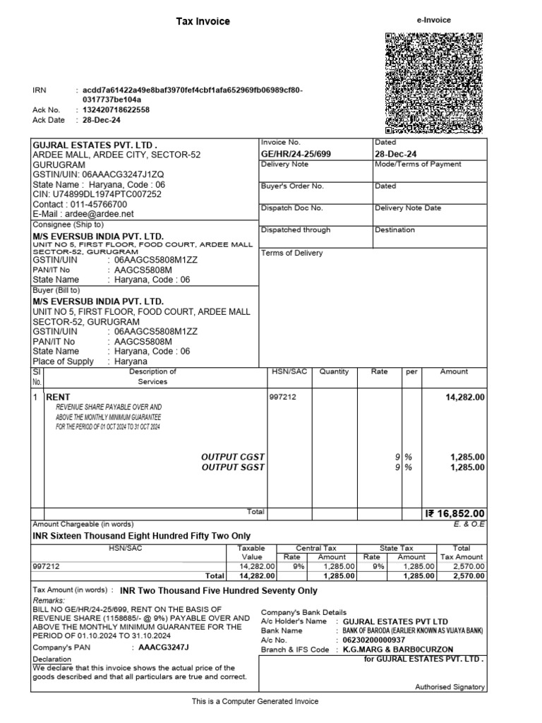 RV Share Bill Oct 24 - Subway | PDF | Taxes | Public Finance