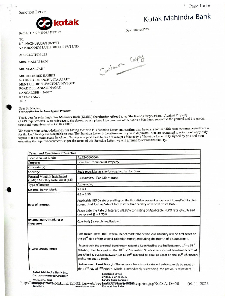 6-Sanction Letter MADHU SUDAN SIR | PDF