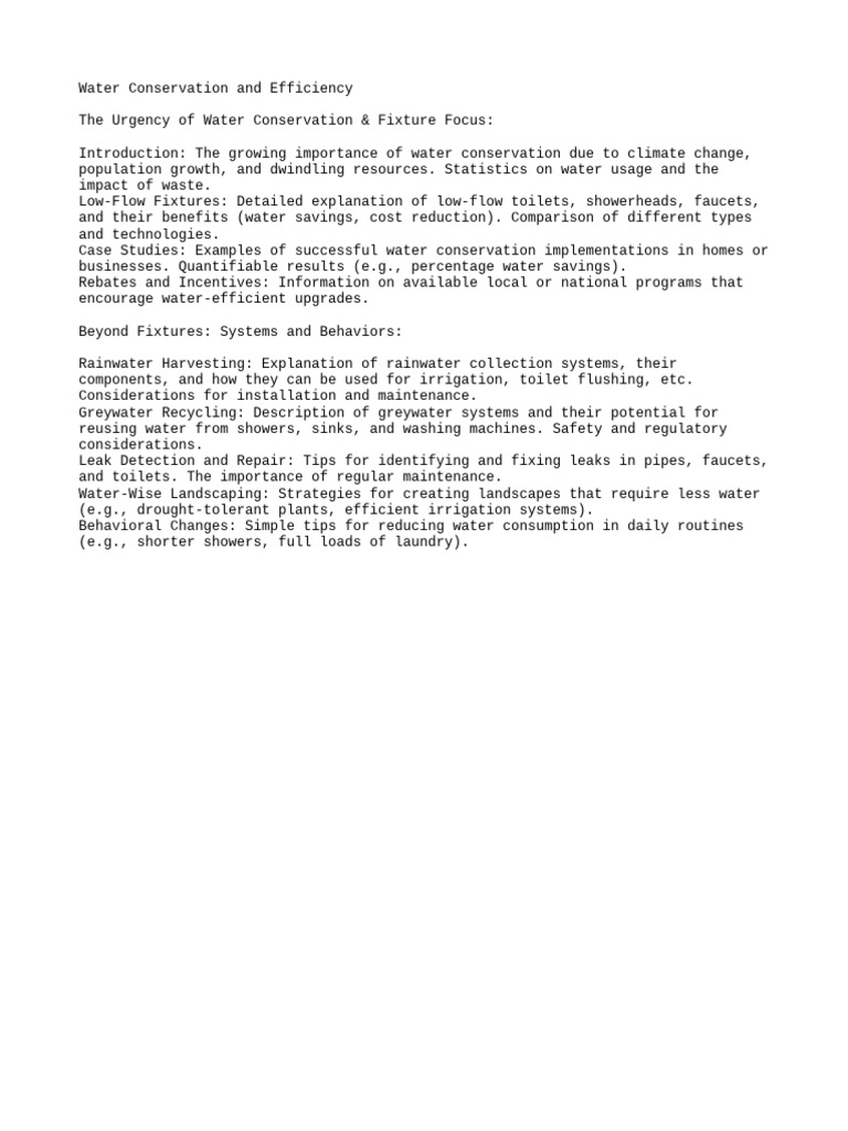Water Conservation and Efficiency | PDF
