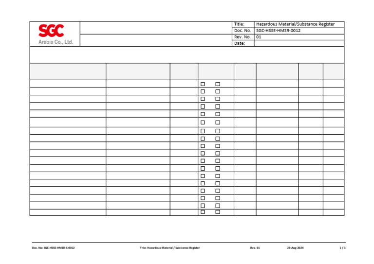 Hazardous Materials Registry Rev.01 | PDF | Labor Relations | Chemical ...