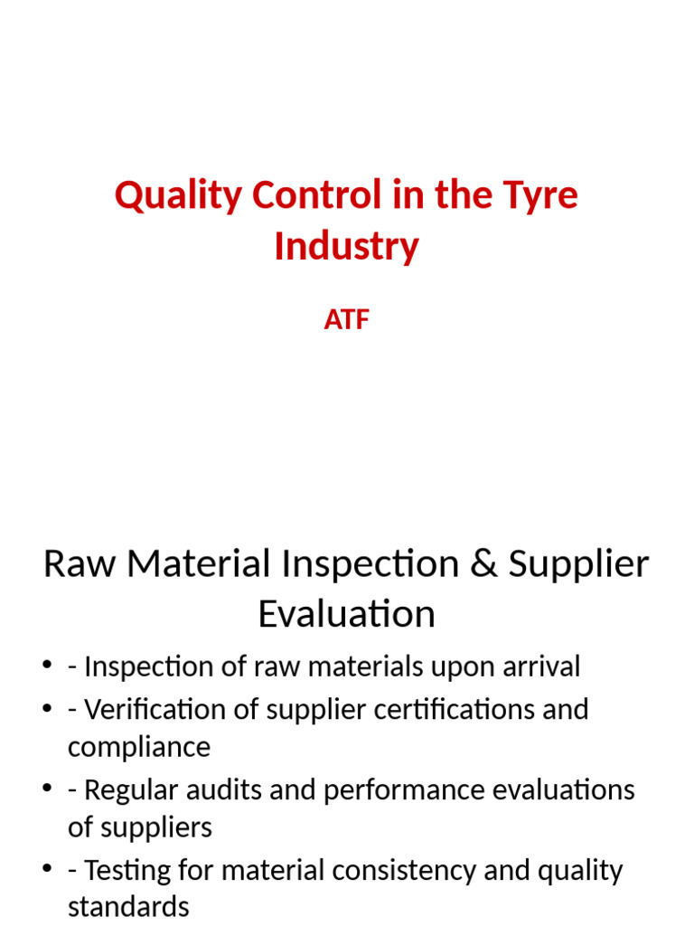 Quality Control Tyre Industry ATF Updated | PDF