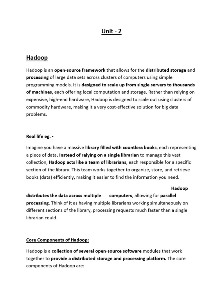 Unit-2-_Hadoop2_ | PDF | Apache Hadoop | Computer Cluster Unit-2-_Hadoop2_ | PDF | Apache Hadoop | Computer Cluster