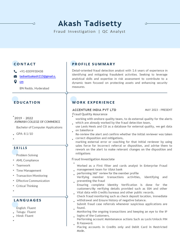 Akash KYC and AML Resume 2024-1 | PDF | Fraud