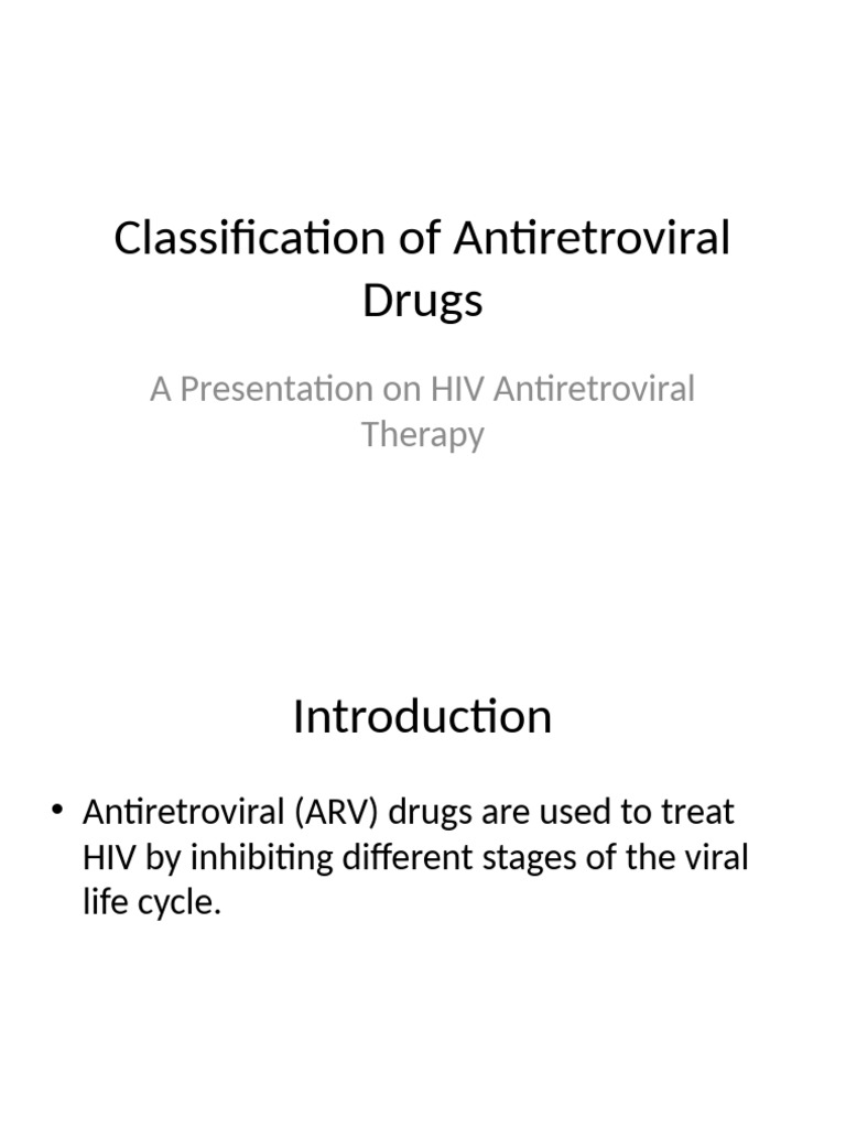 Antiretroviral Drug Classification Guide | PDF