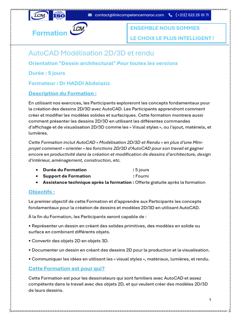 Formation AutoCAD 2D/3D en 5 jours | PDF | AutoCAD | Modélisation ...