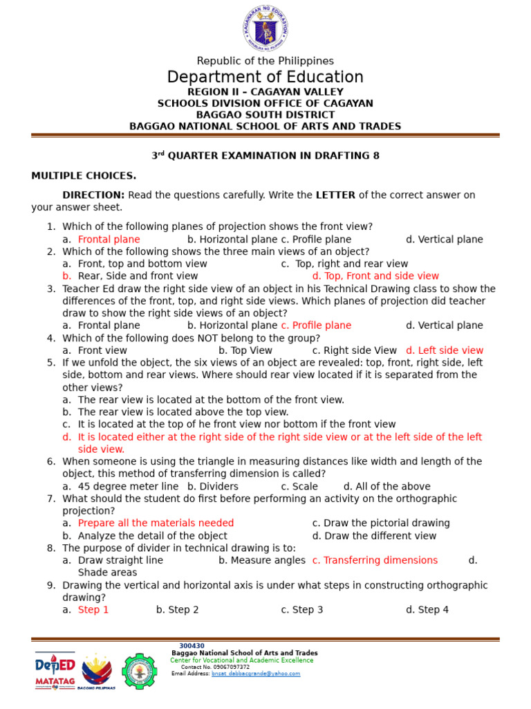 DRAFTING 3rd QUARTER EXAMINATION | PDF | Euclidean Geometry | Technical ...