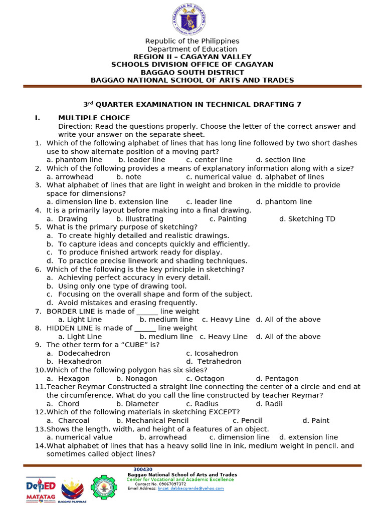 2nd QUARTER EXAM TD Sey For Print | PDF | Drawing | Rectangle