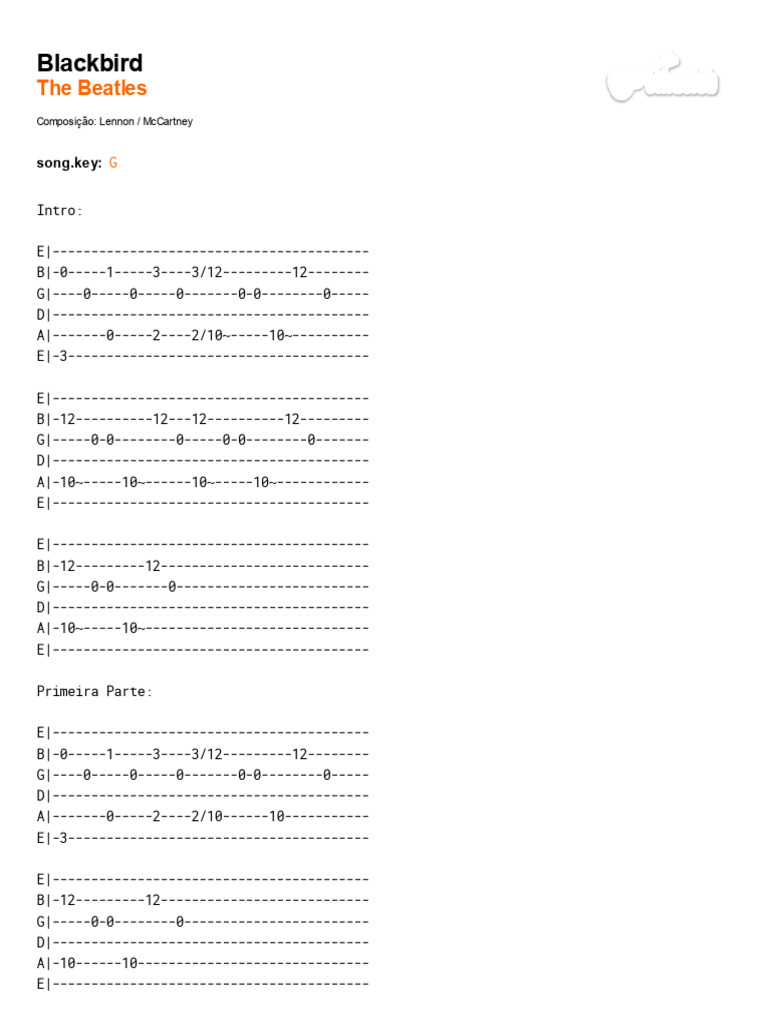 Cifra Club - The Beatles - Blackbird | PDF | Paul Mc Cartney | Songs Written