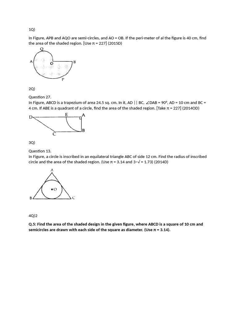 Math CH12 AREaRelatedCircle QA | PDF | Area | Circle