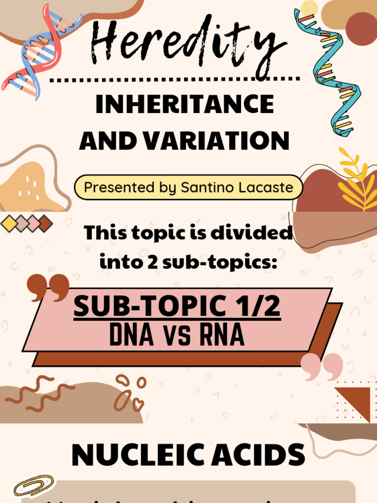 Heredity Inheritance and Variation | PDF | Nucleic Acids | Rna