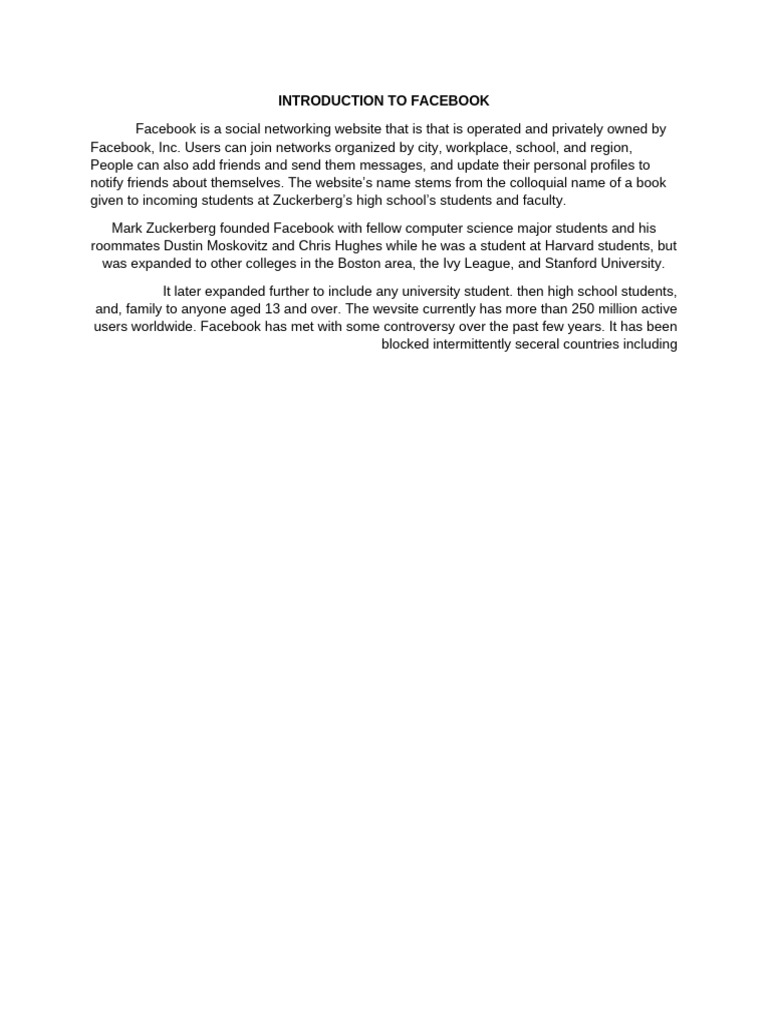 Introduction to Facebook | PDF