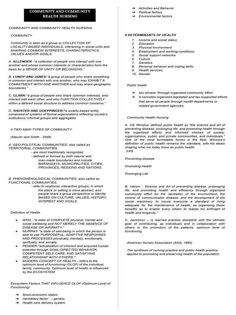 CHN Notes and Reviewer | PDF | Family | Parenting