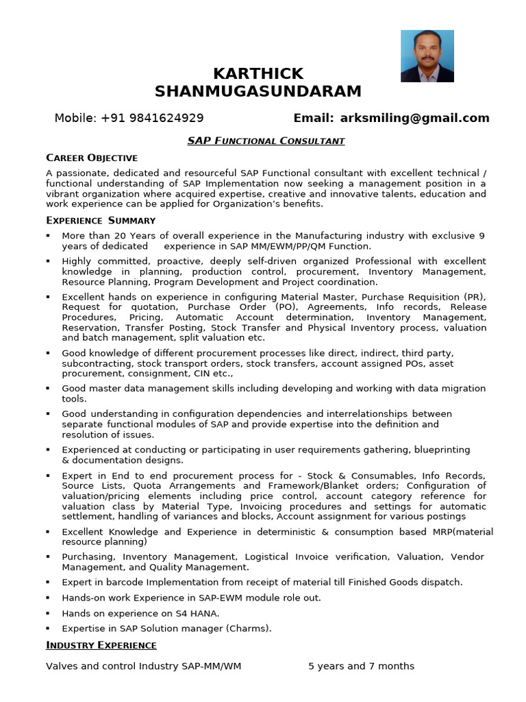 Karthick - SAP MM New | PDF | Enterprise Resource Planning | Barcode