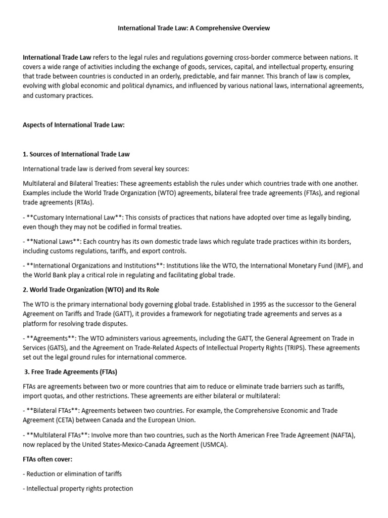 Overview of International Trade Law | PDF | World Trade Organization ...