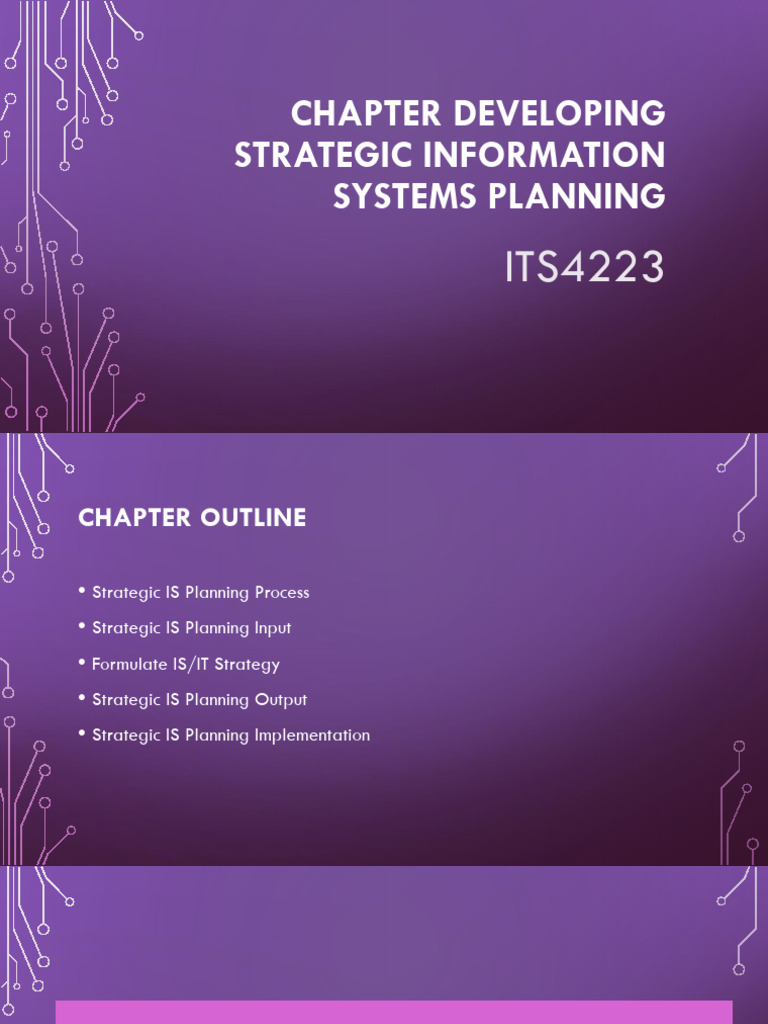 Chapter Developing Strategic Information Systems Planning (1) | PDF ...