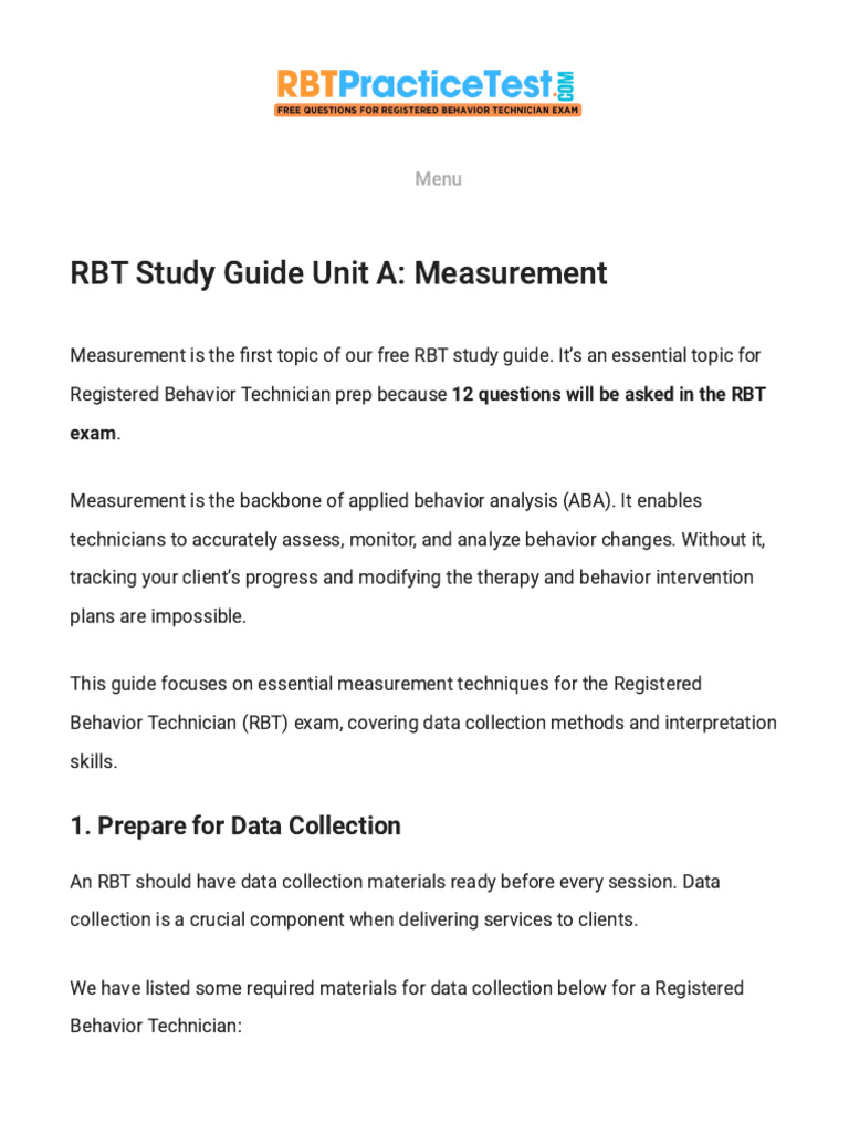 Measurement _ Free RBT Study Guide (2025) Unit A | PDF | Psychological ...