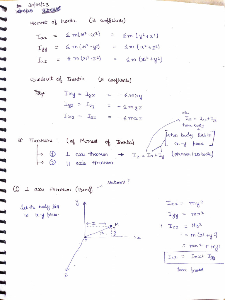 Perpendicular and Parallel Axis Theorem | PDF