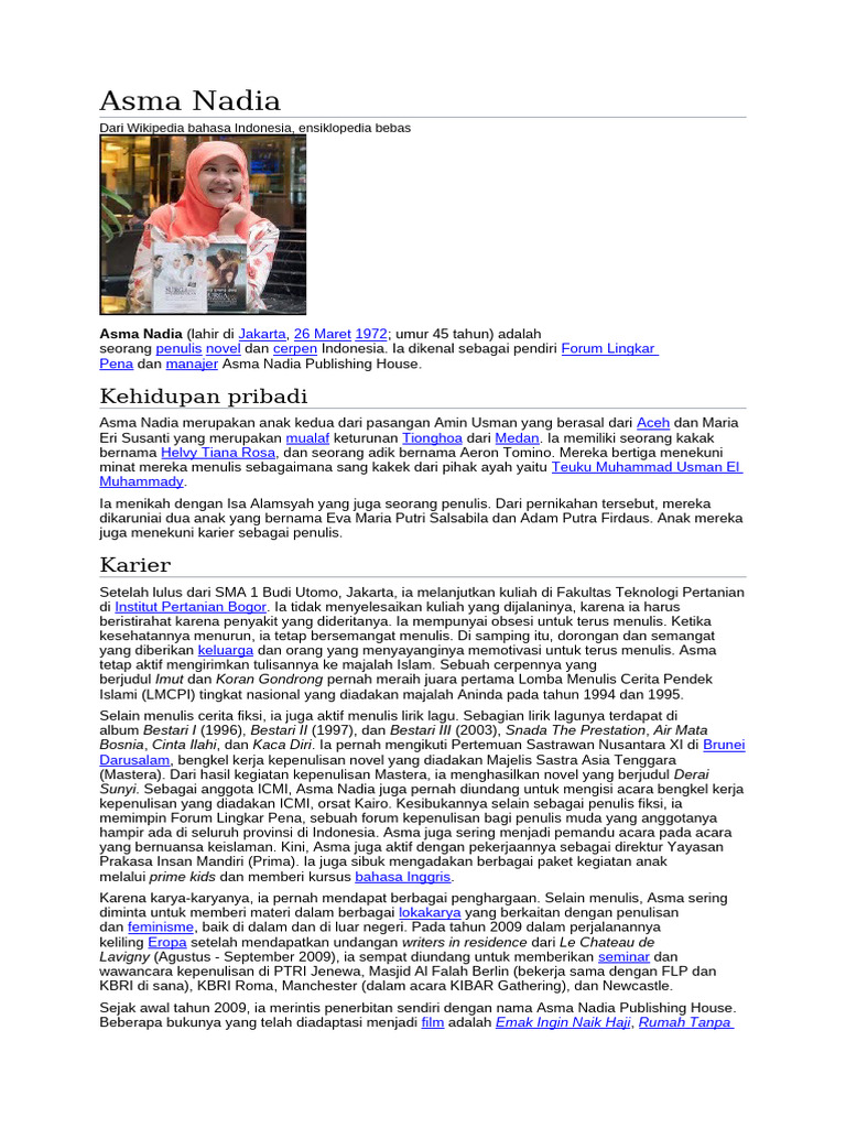 Biografi Asma Nadia | PDF