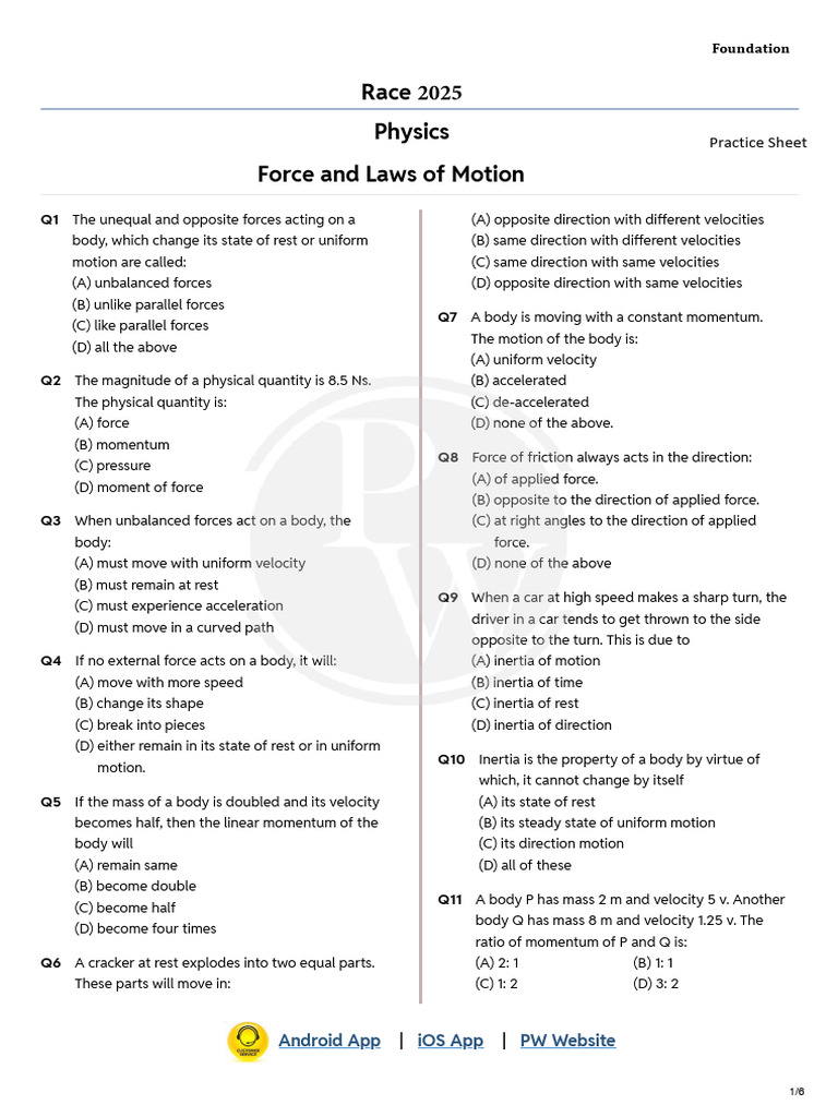 677f710dc571b32b9041460a ## Force and Laws of Motion Practice SH | PDF ...