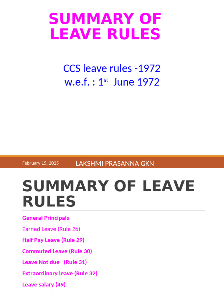 Comprehensive Leave Rules Summary | PDF | Parental Leave | Salary