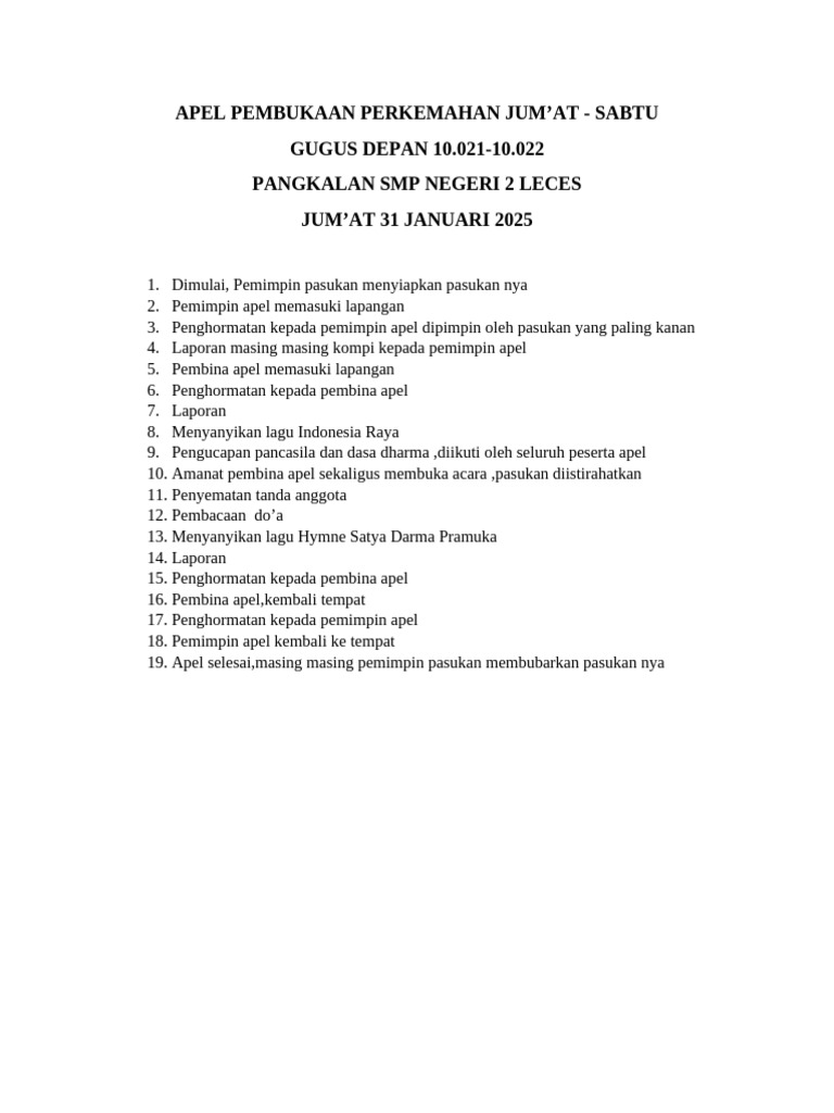 Susunan Pembukaan, Penutupan | PDF