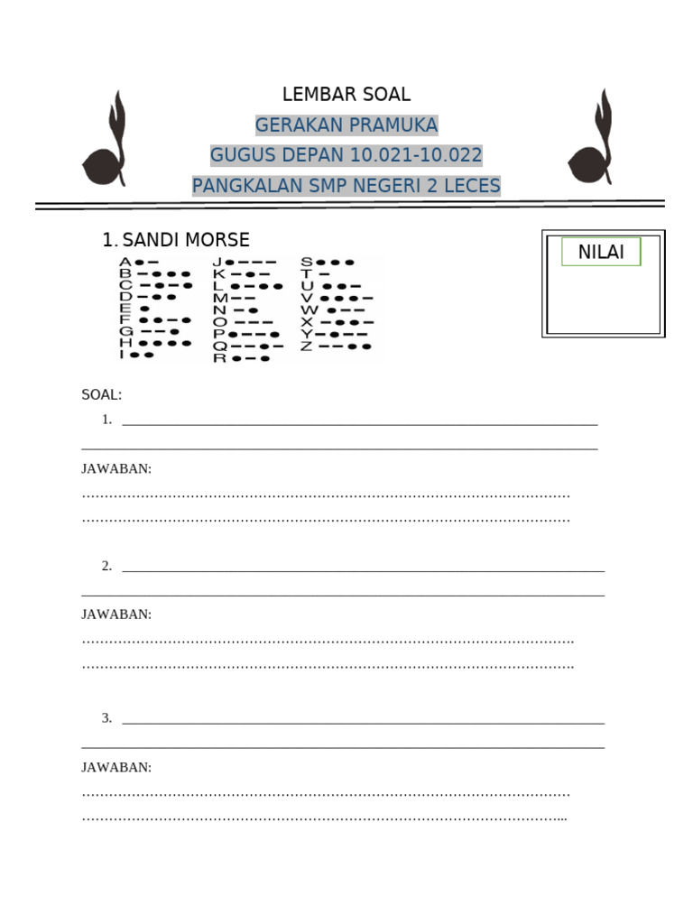 Lembar Soal Perjusa 2025 | PDF | Outdoor Recreation | Scouting And Guiding