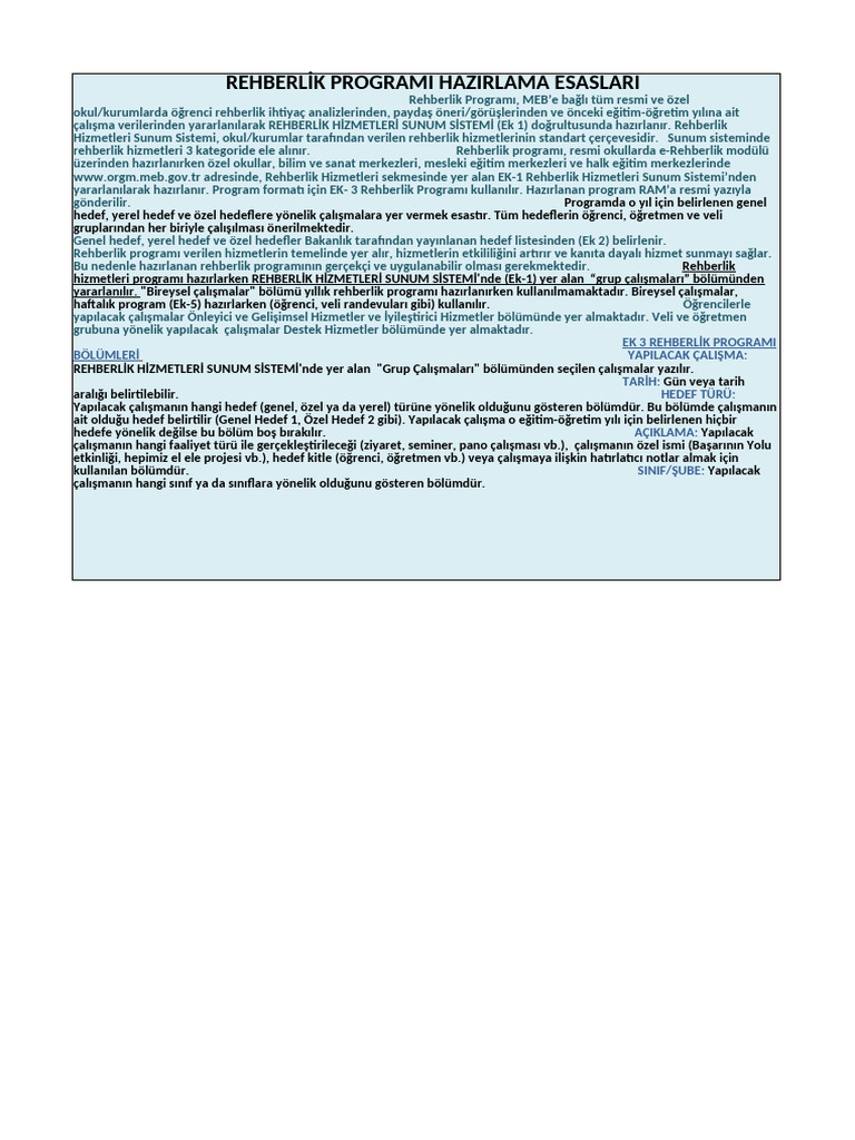2022 2023 Egitim Ogretim Yili Lise Okul Rehberlik Plani | PDF