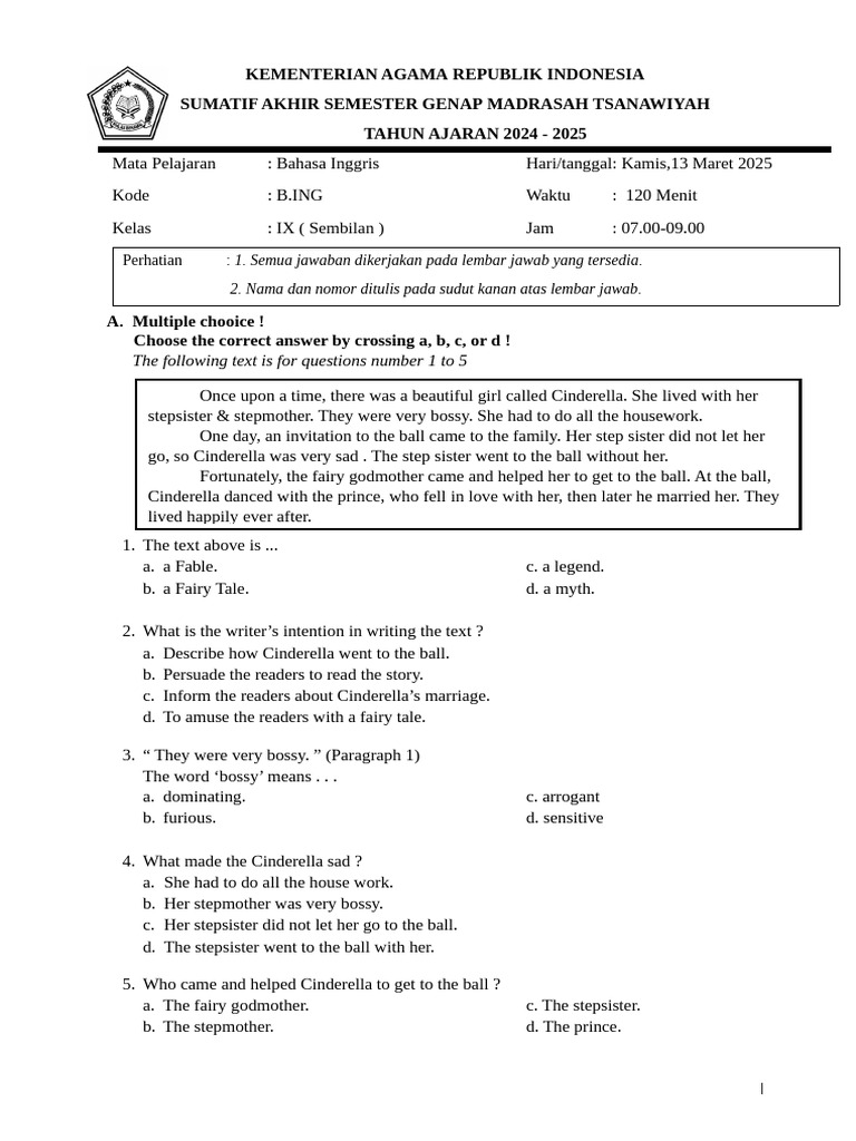 Soal Asat B. Inggris Kls 9 2024-2025 (K-13) | PDF | Eclipse | Solar Eclipse