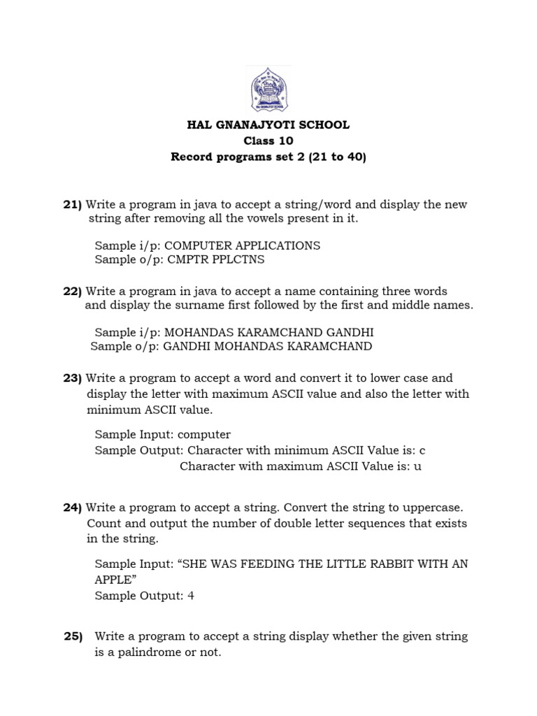 Record Program Set 2 (Class 10) | PDF | String (Computer Science) | Letter Case