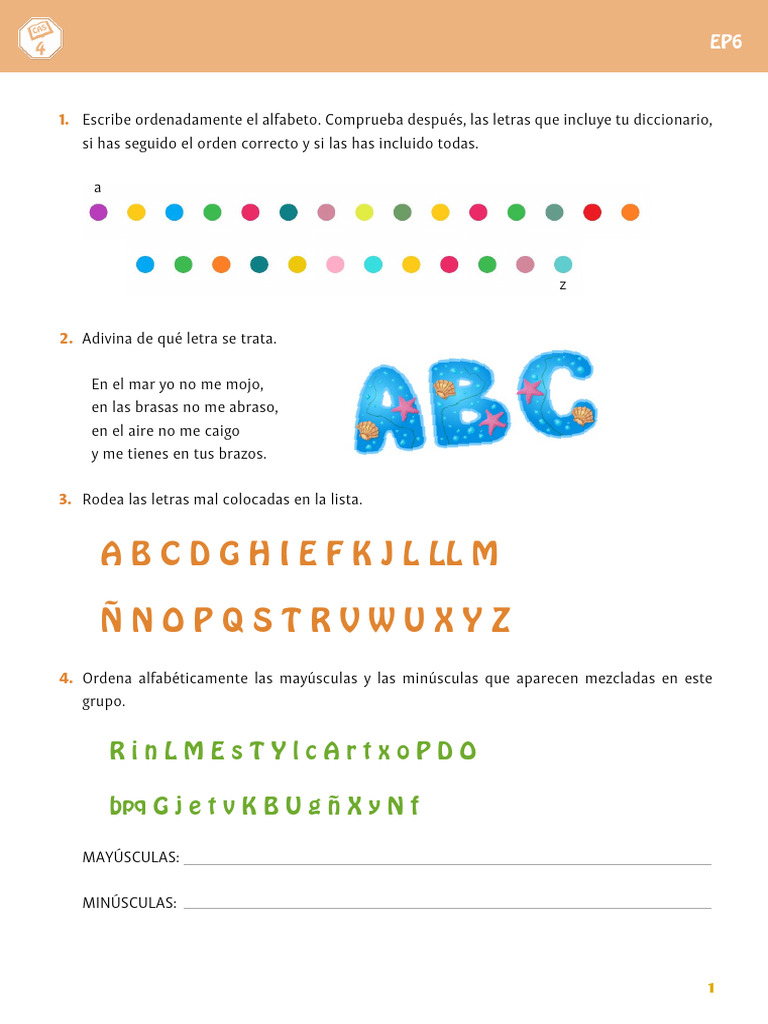 Actividades de Orden Alfabético y Juegos de Palabras | PDF