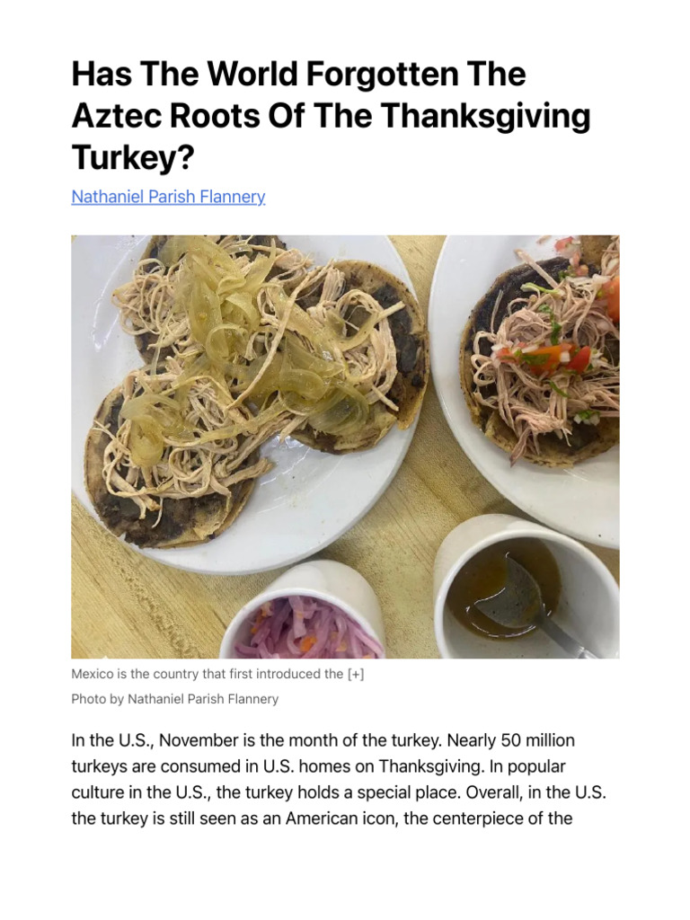 Has The World Forgotten The Aztec Roots of The Thanksgiving Turkey ...