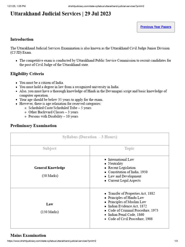 Drishtijudiciary.com State Syllabus Uttarakhand Judicial Services Print=2 | PDF | Common Law ...