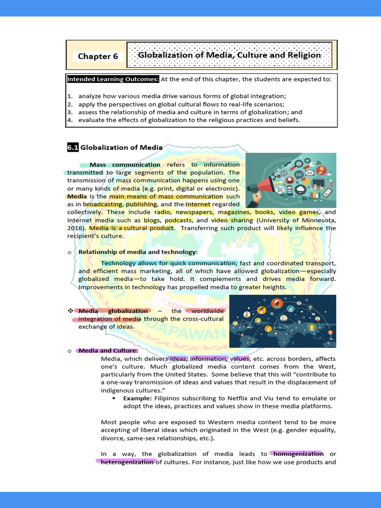 6 GE 3 Globalization of Media Culture and Religion | PDF | Mass Media ...