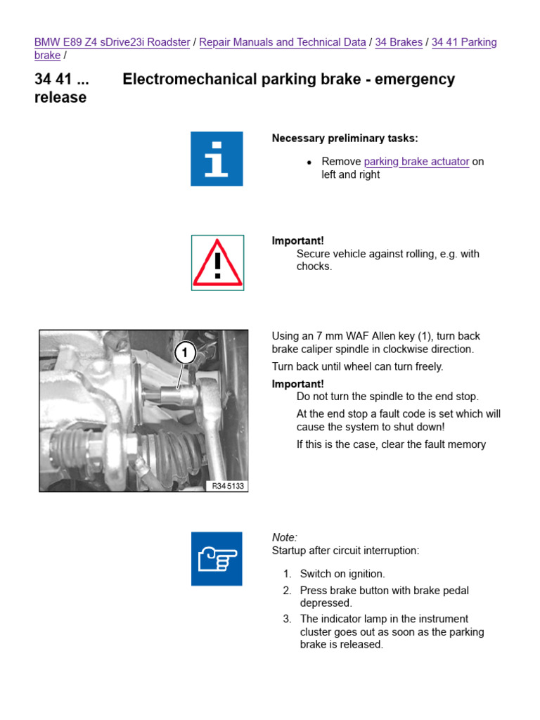 34 41 ... Electromechanical Parking Brake - Emergency Release | PDF
