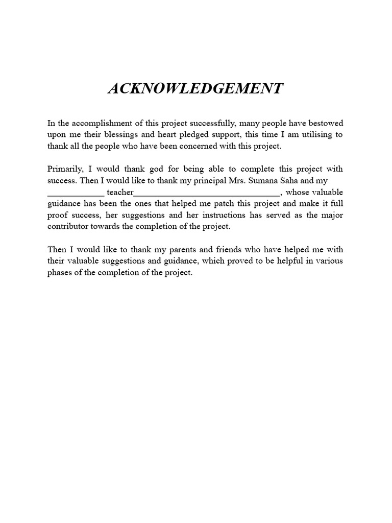 Acknowledgement Project. | PDF