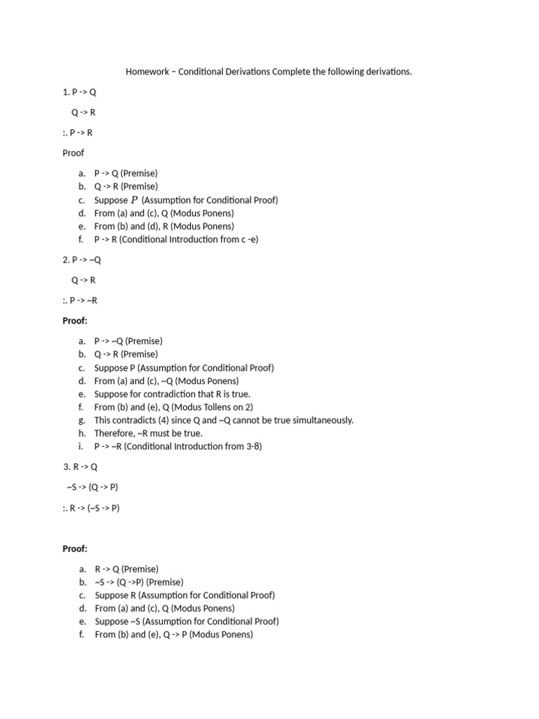Homework Conditional Proofs Assignment 1 | PDF | Mathematics | Logic